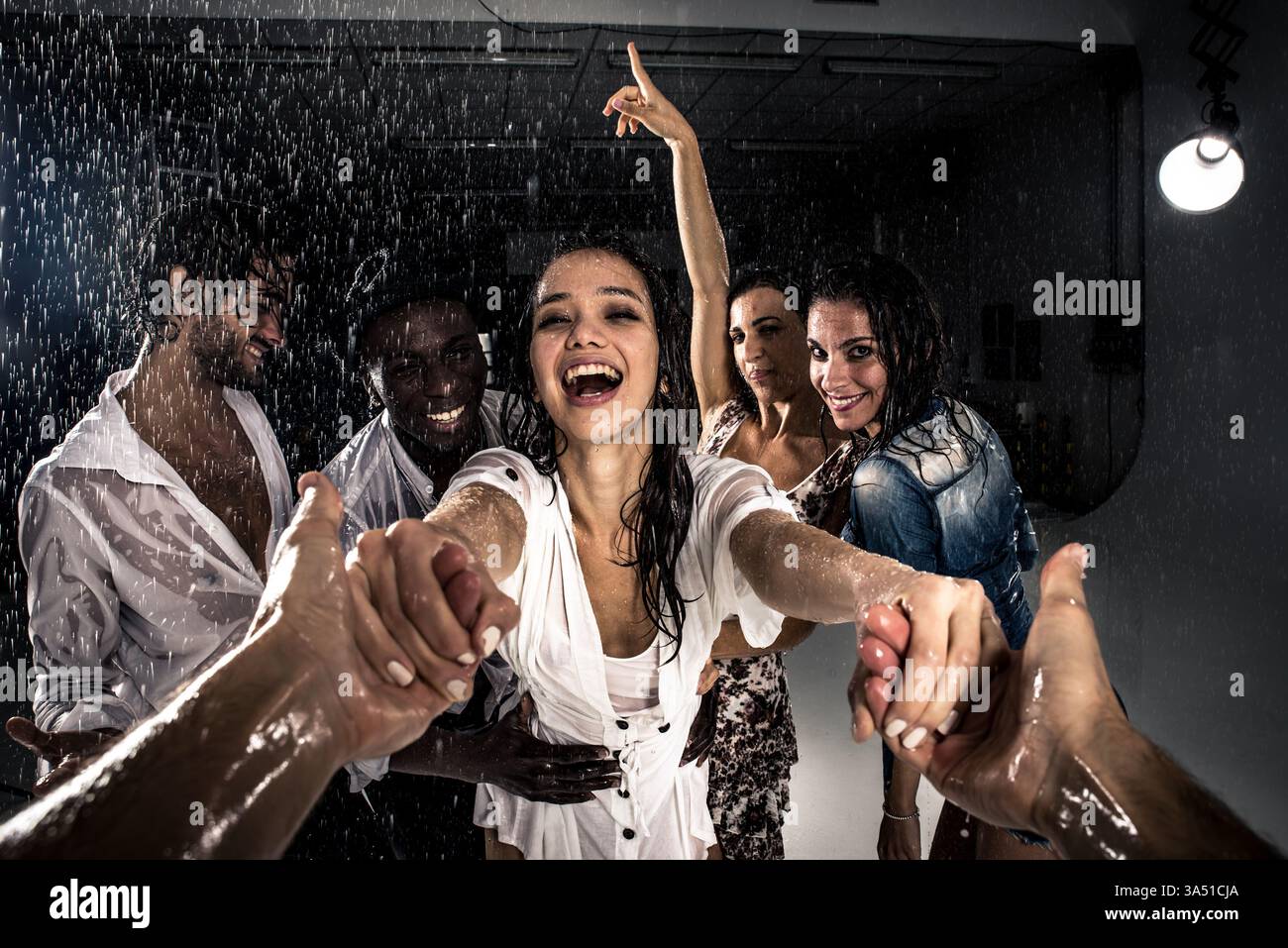 Diverse group three friends standing hi-res stock photography and ...