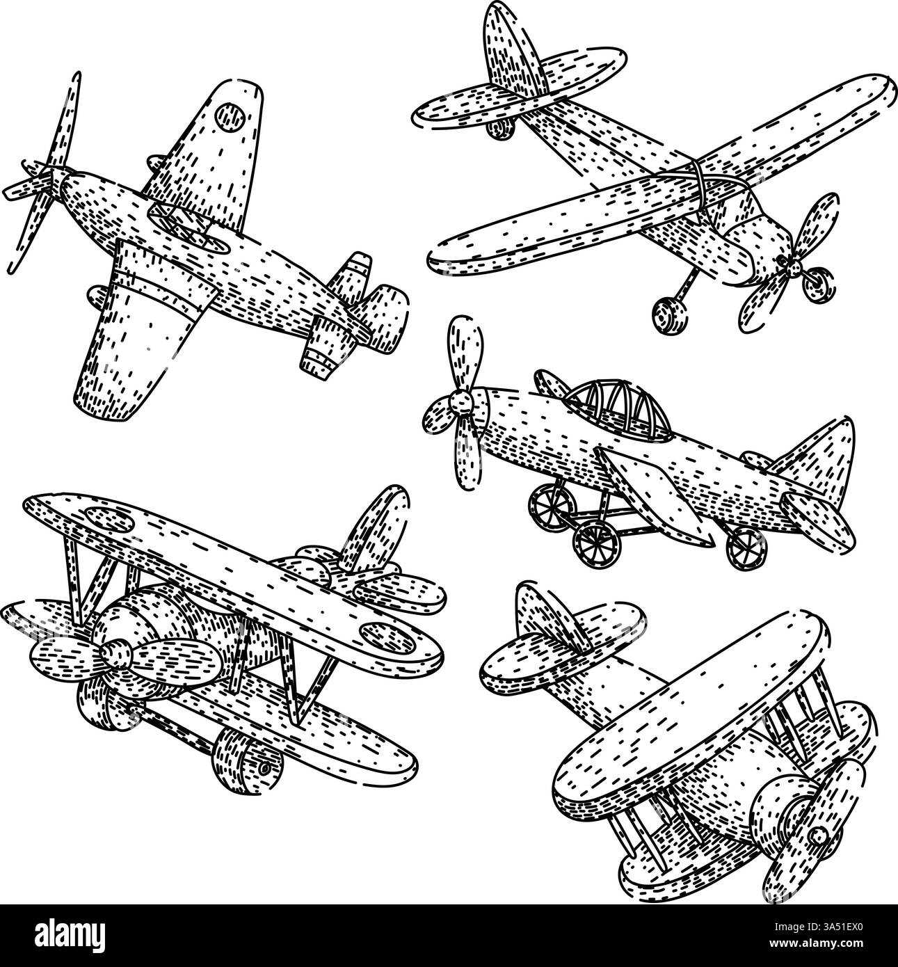 model airplane set sketch hand drawn vector Stock Vector Image & Art ...