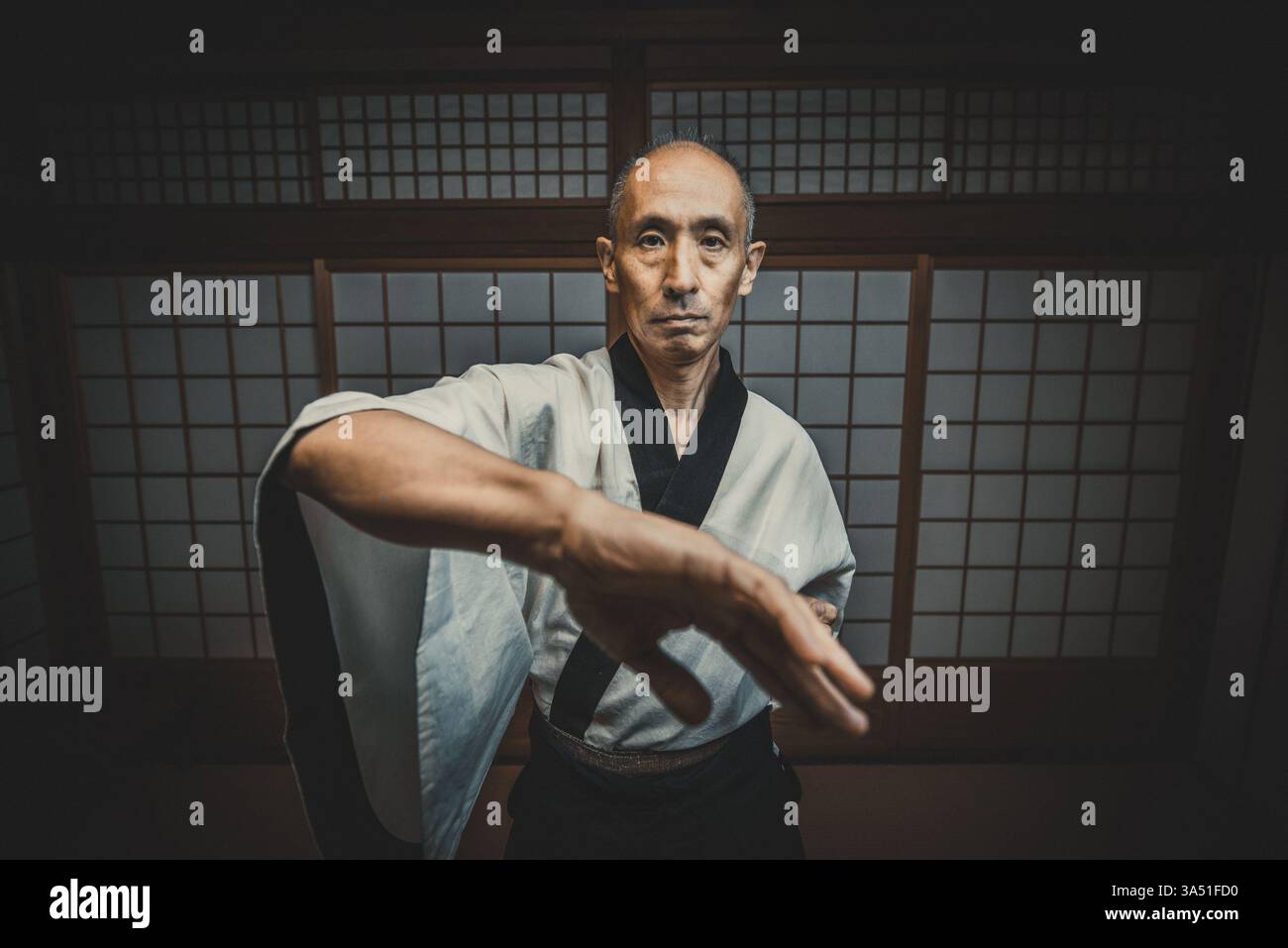 Senior martial art master in his dojo Stock Photo - Alamy