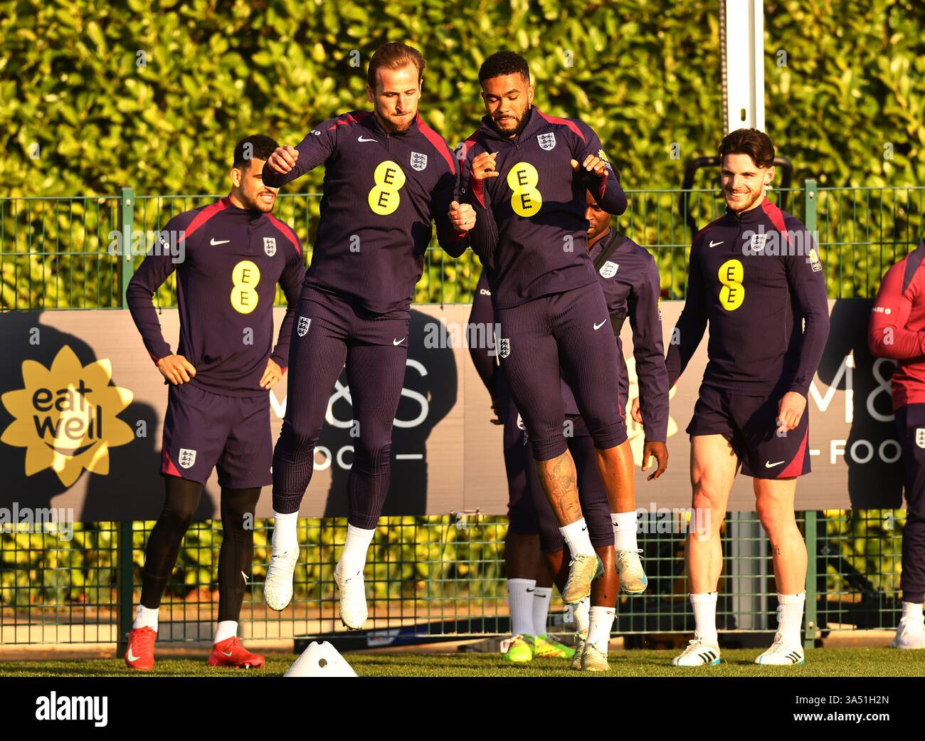 England’s Harry Kane and Reece James during the England training ...