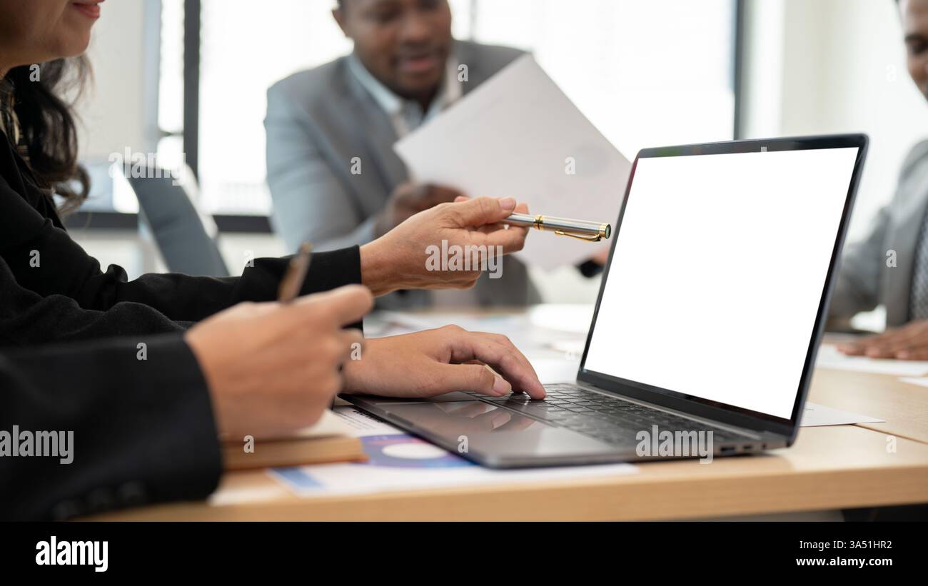 Close-up image of a professional senior Asian businesswoman using her ...
