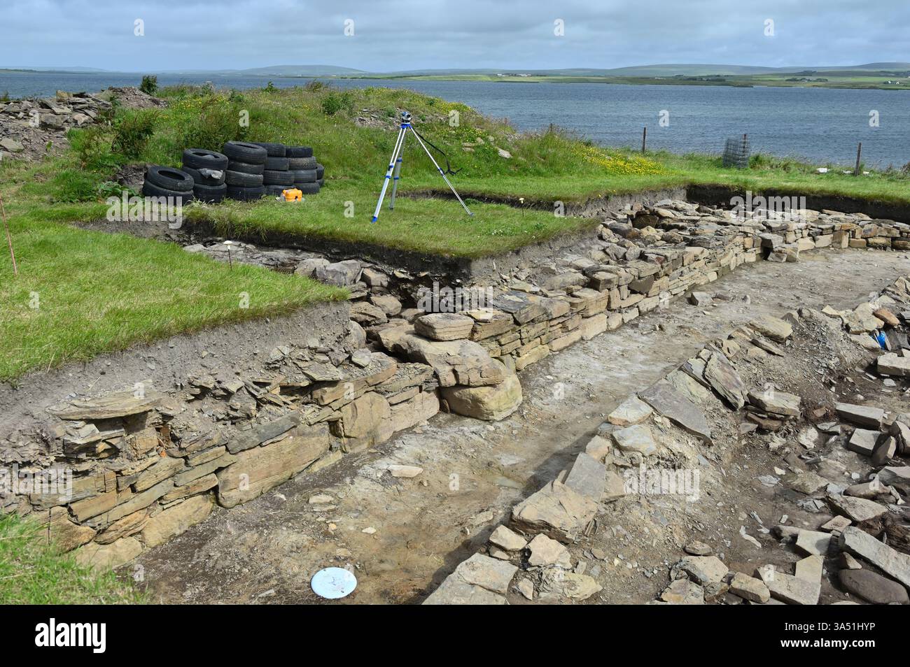 The Great Wall of Brodgar at Ness of Brodgar neolithic archeological ...