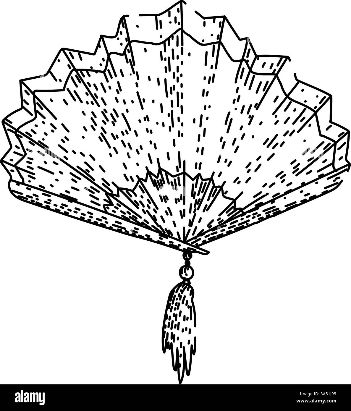 retro old fashioned fan sketch hand drawn vector Stock Vector Image ...