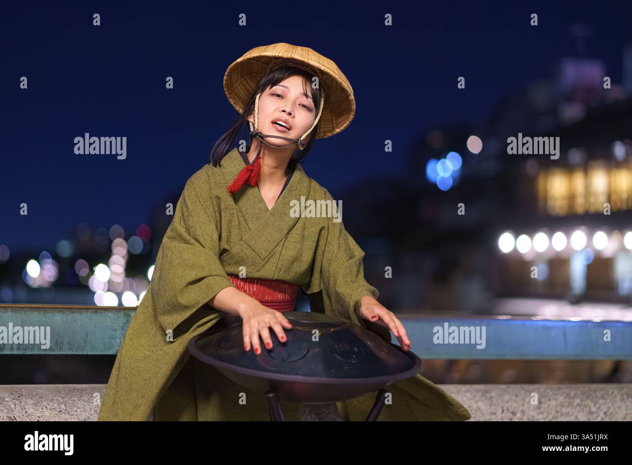 Kyoto, Japan - Sep 23 2024, close up view of a woman in a traditional ...