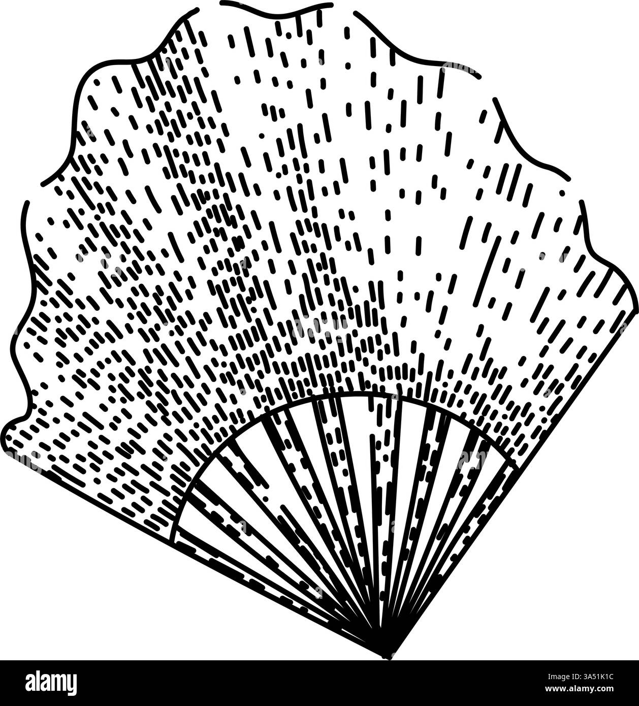 classic old fashioned fan sketch hand drawn vector Stock Vector Image ...