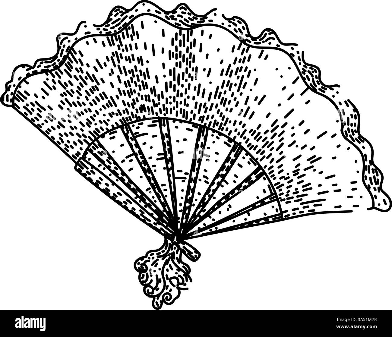 antique old fashioned fan sketch hand drawn vector Stock Vector Image ...
