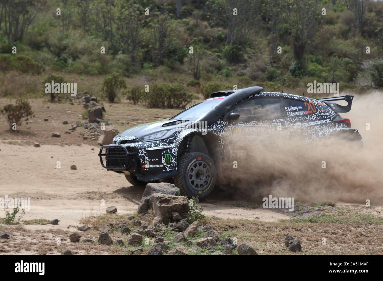 Swedish rally drivers Oliver Solberg, Elliot Edmondson with car Toyota ...