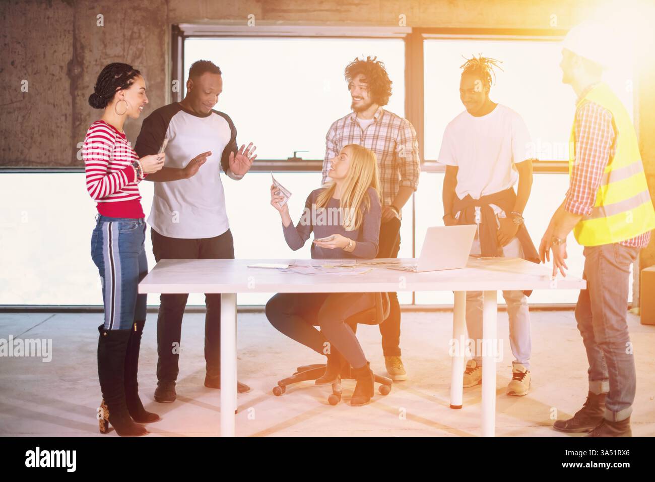 female menager giving money bonus for a well done job to her happy ...