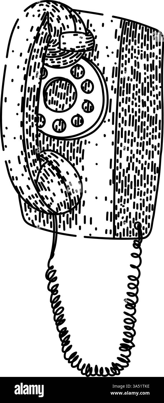 dial rotary telephone sketch hand drawn vector Stock Vector Image & Art ...