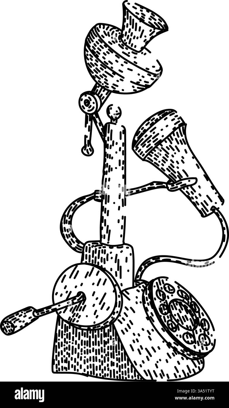 classic rotary telephone sketch hand drawn vector Stock Vector Image ...