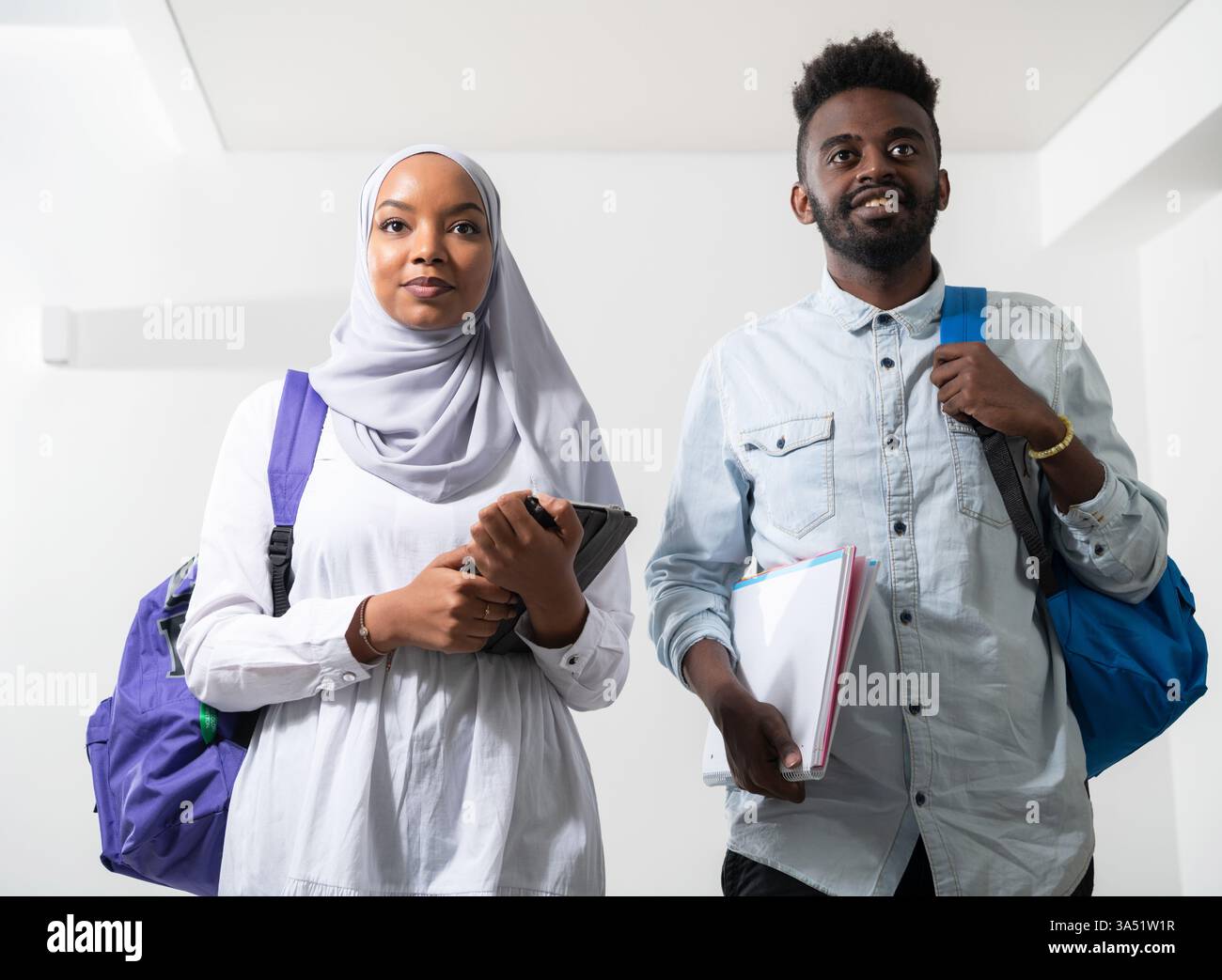 young african students couple walking woman wearing traditional sudan ...