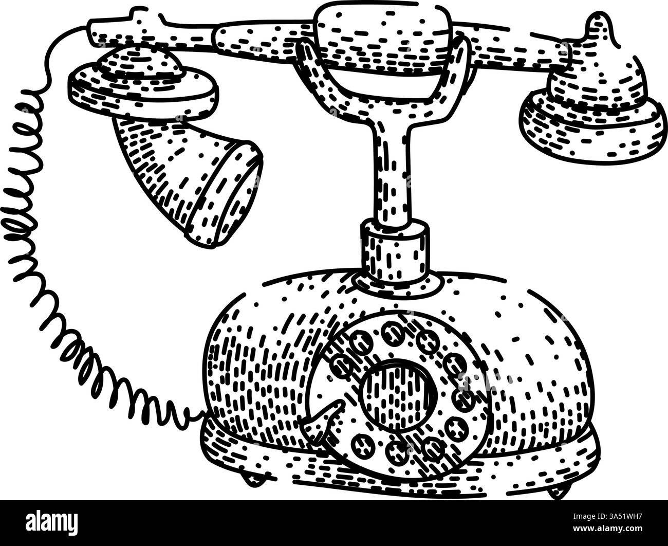 retro rotary telephone sketch hand drawn vector Stock Vector Image ...