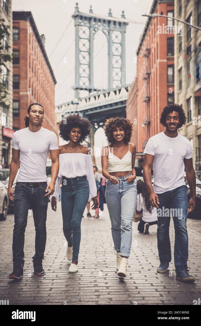 Group of friends spending time togeher in New york city Stock Photo - Alamy