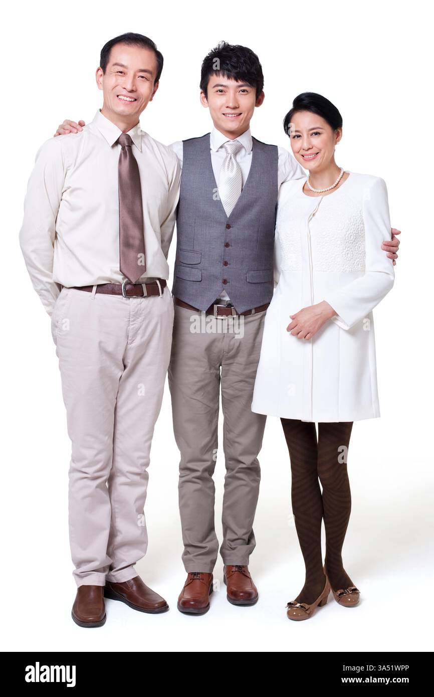 Front view three happy Cut Out Stock Images & Pictures - Alamy