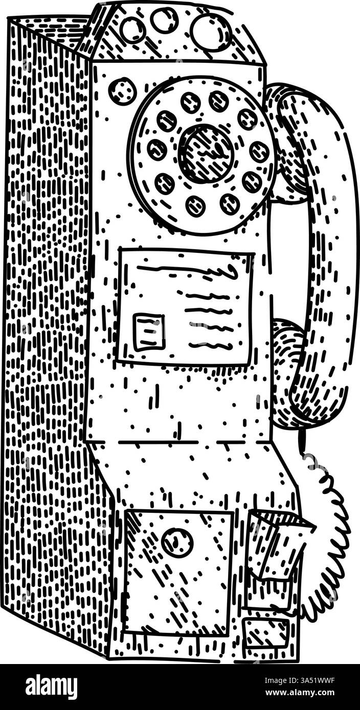 analog rotary telephone sketch hand drawn vector Stock Vector Image ...