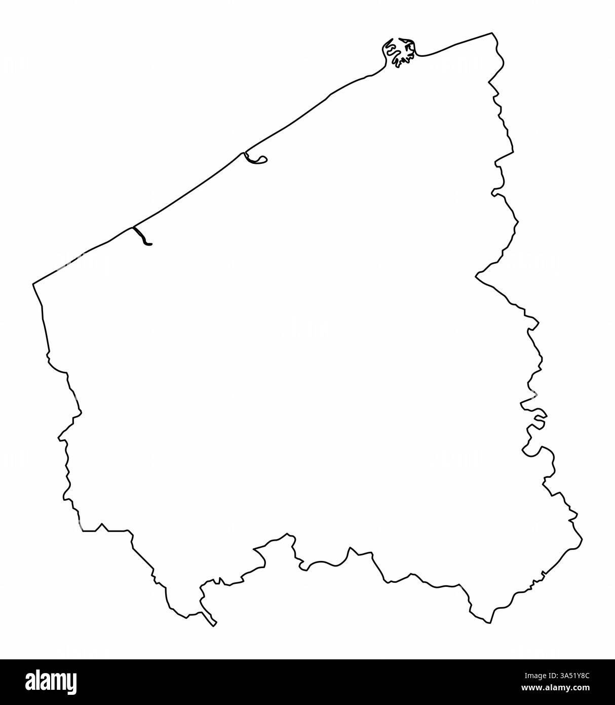 West Flanders Province outline map isolated on white background ...