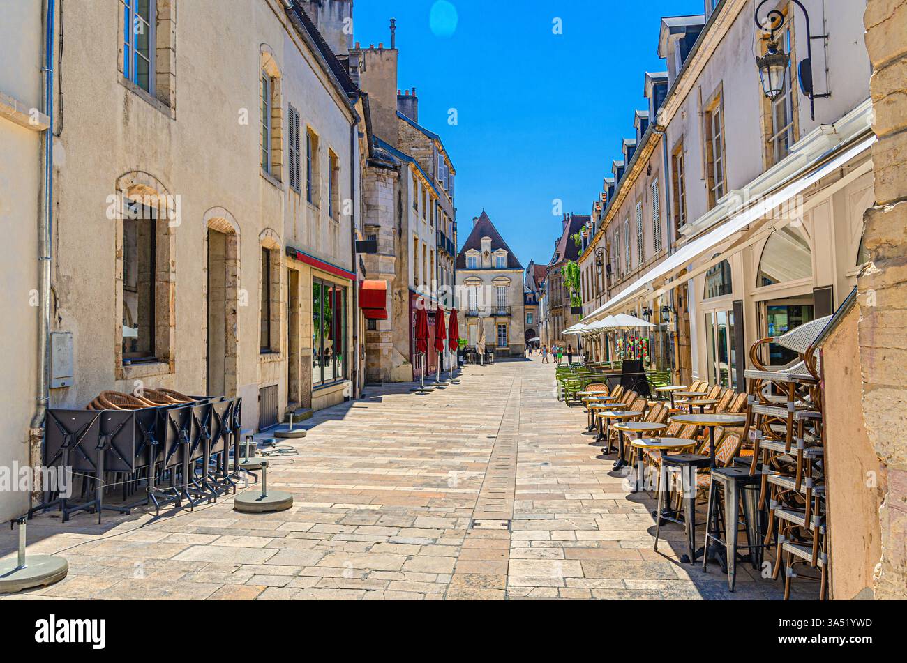 Rue Vauban pedestrian street in Dijon city historic centre with street ...