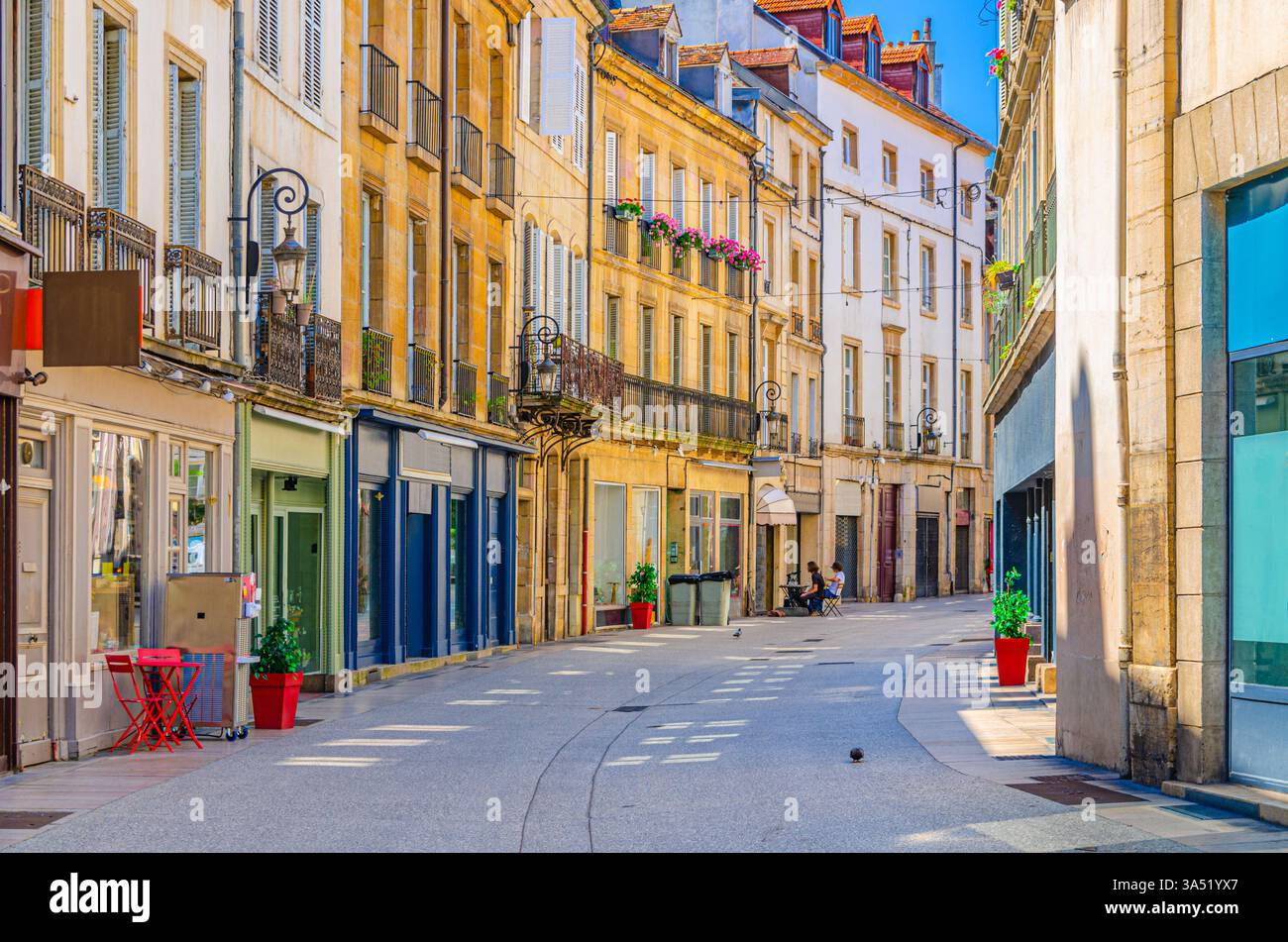 Rue Charrue pedestrian street in Dijon city historical centre with ...