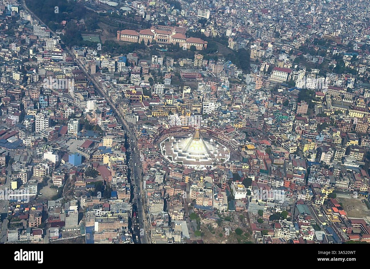 March 20, 2025: An aerial view of Boudhanath Stupa, a UNESCO world ...