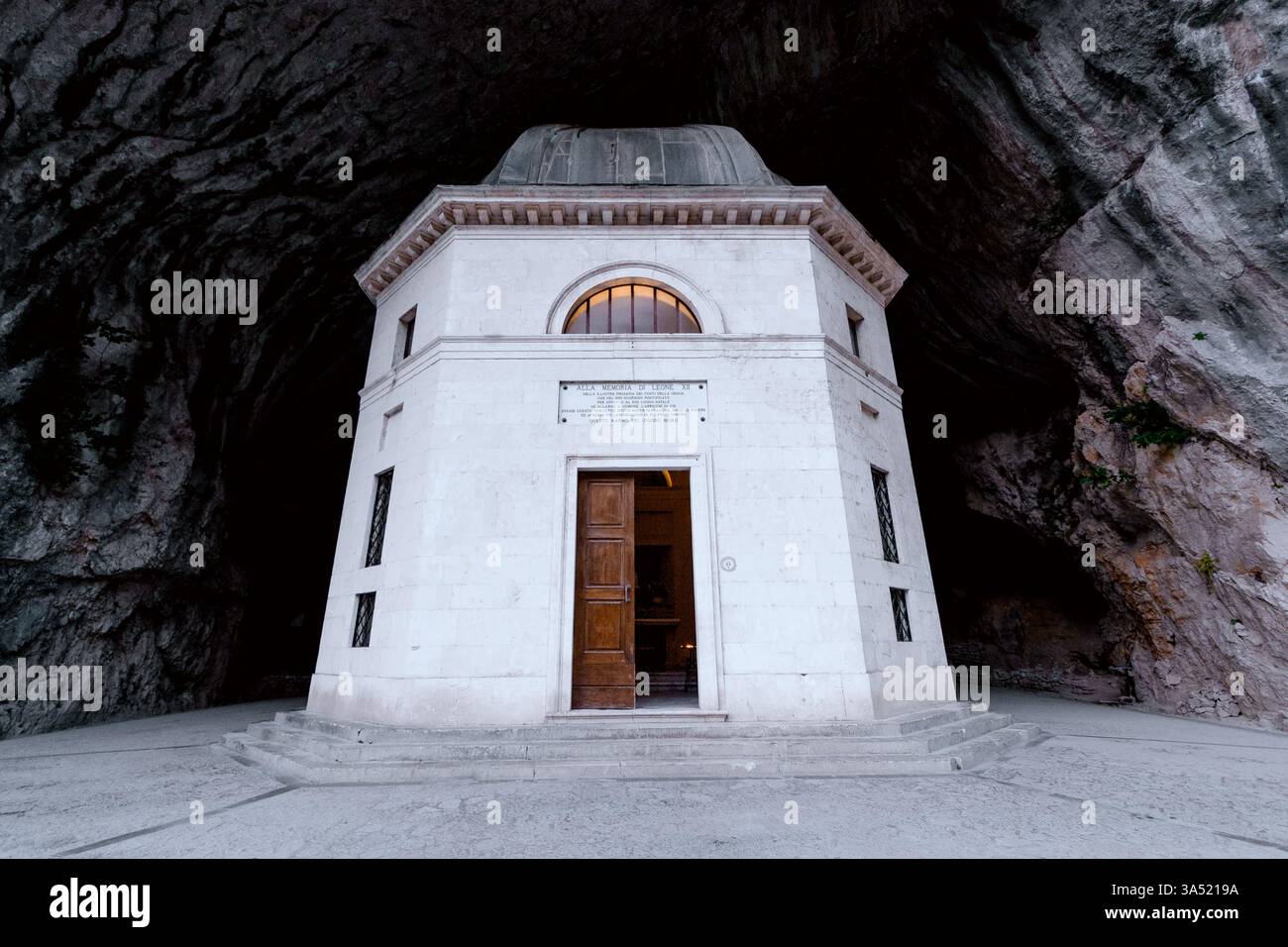 Neoclassical Temple of Valadier inside hidden limestone cave near Genga ...