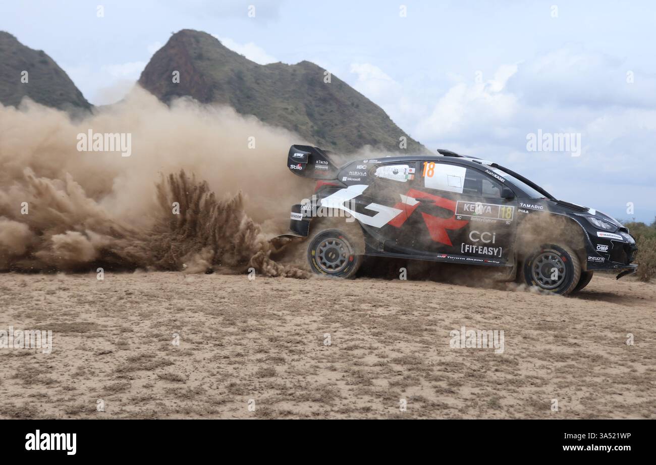 Takamoto Katsuta of Japan and Aaron Johnston of Ireland with car Toyota ...