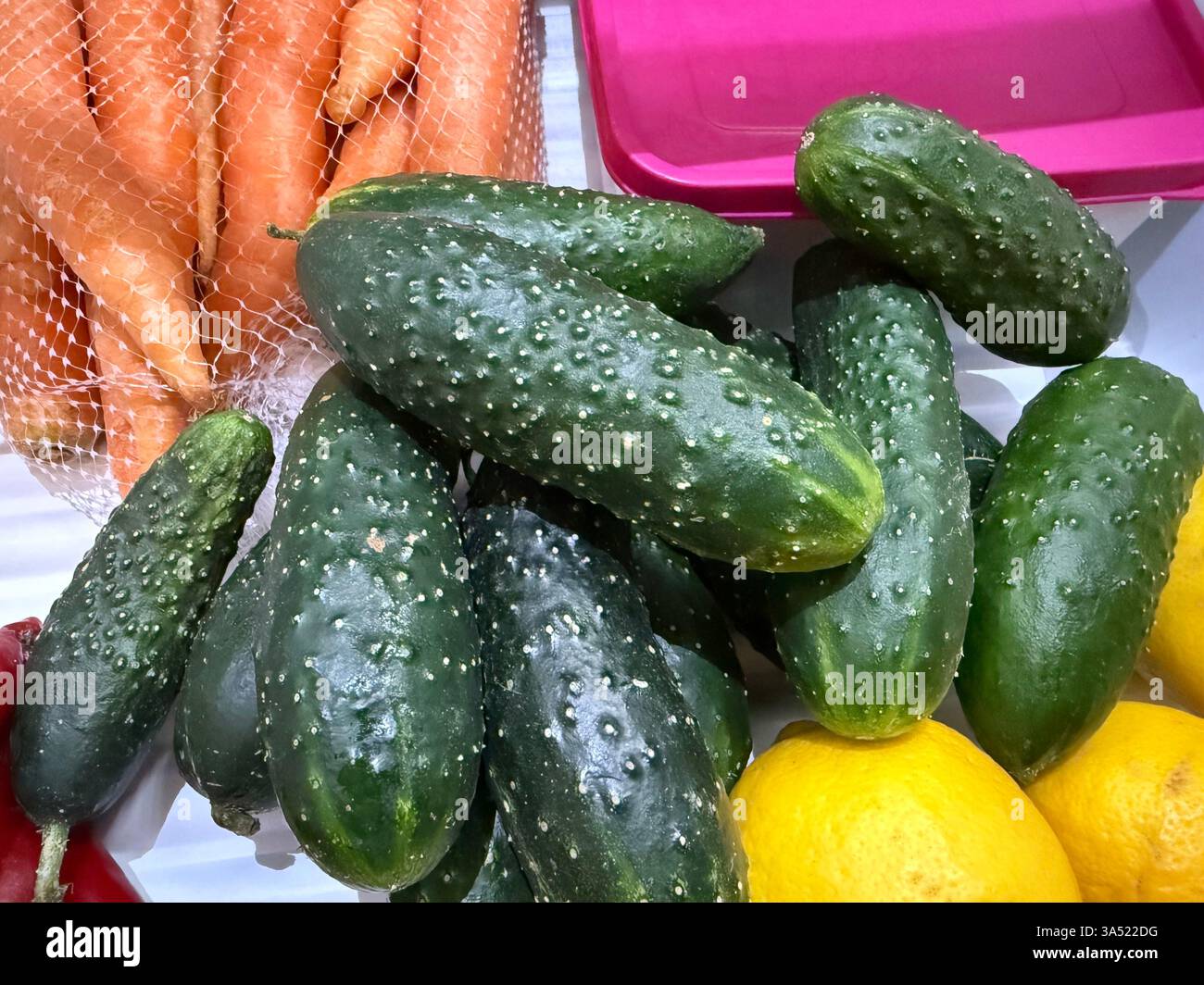 Spiny cucumber with thorns in the fridge ready to eat Stock Photo - Alamy