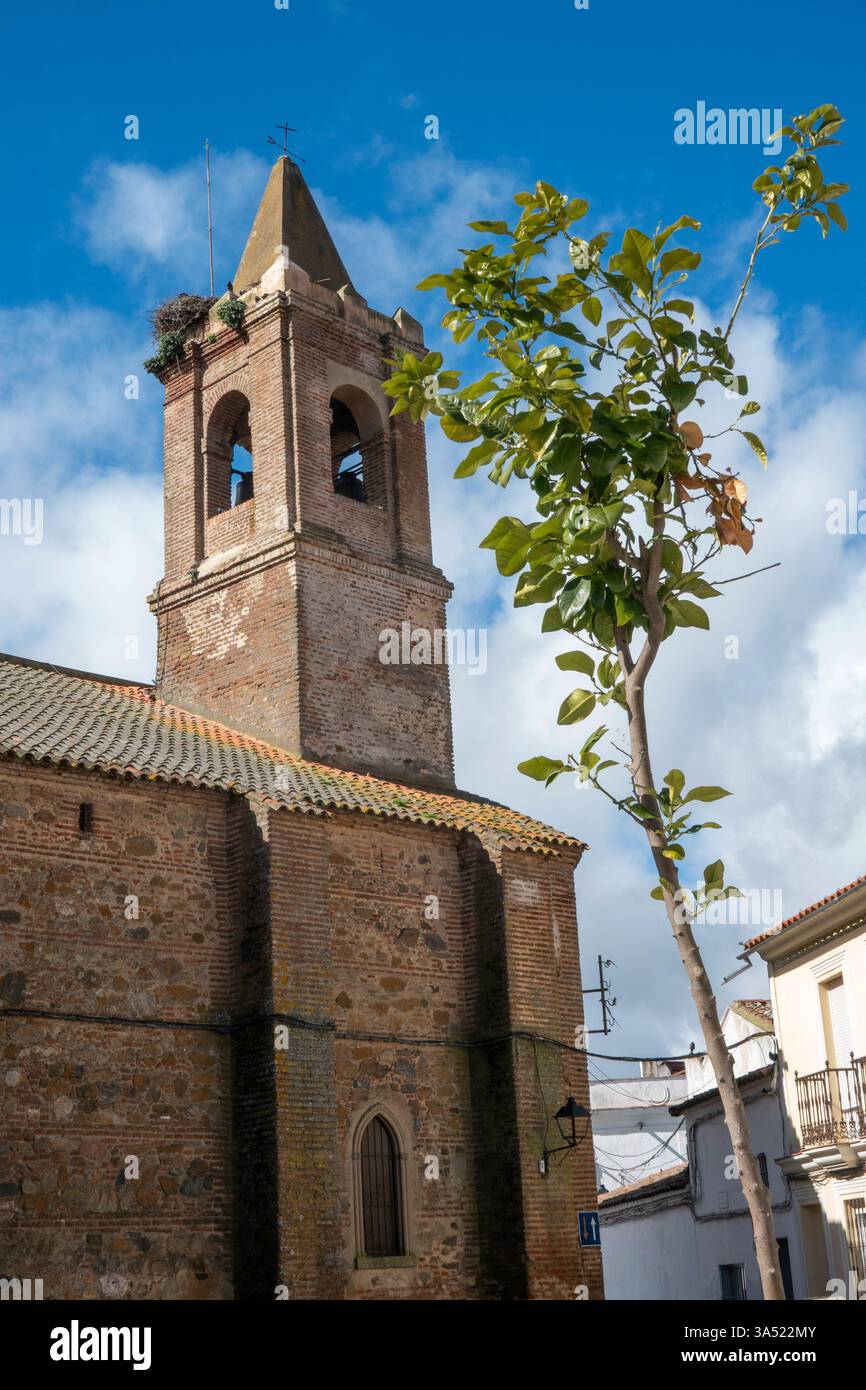 The Church of St. Peter the Apostle, located in Monesterio, Badajoz, is ...