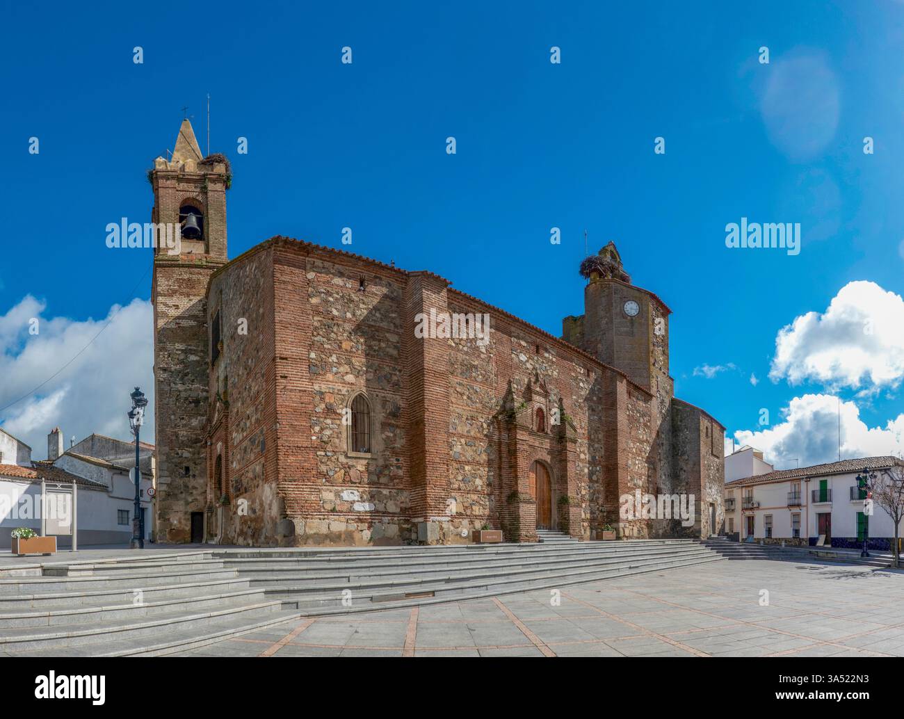 The Church of St. Peter the Apostle, located in Monesterio, Badajoz, is ...