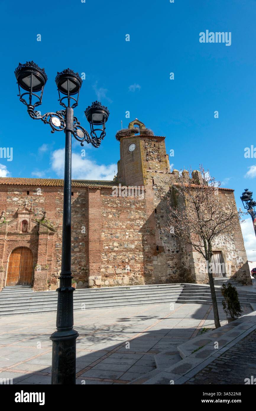 The Church of St. Peter the Apostle, located in Monesterio, Badajoz, is ...