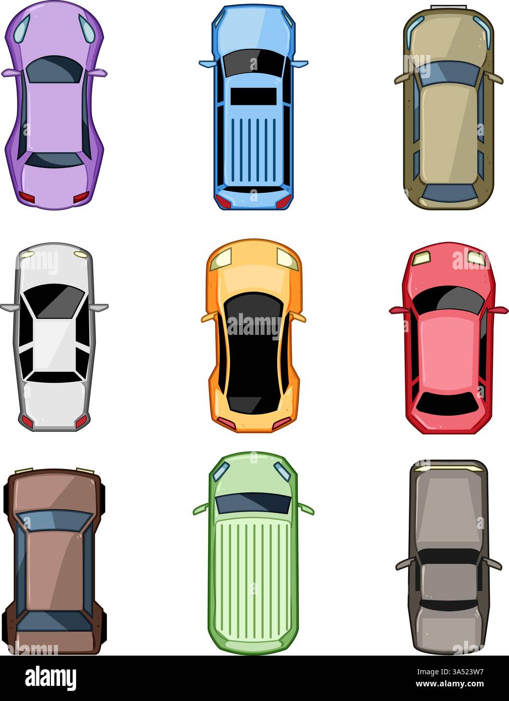 car top view set cartoon vector illustration Stock Vector Image & Art ...