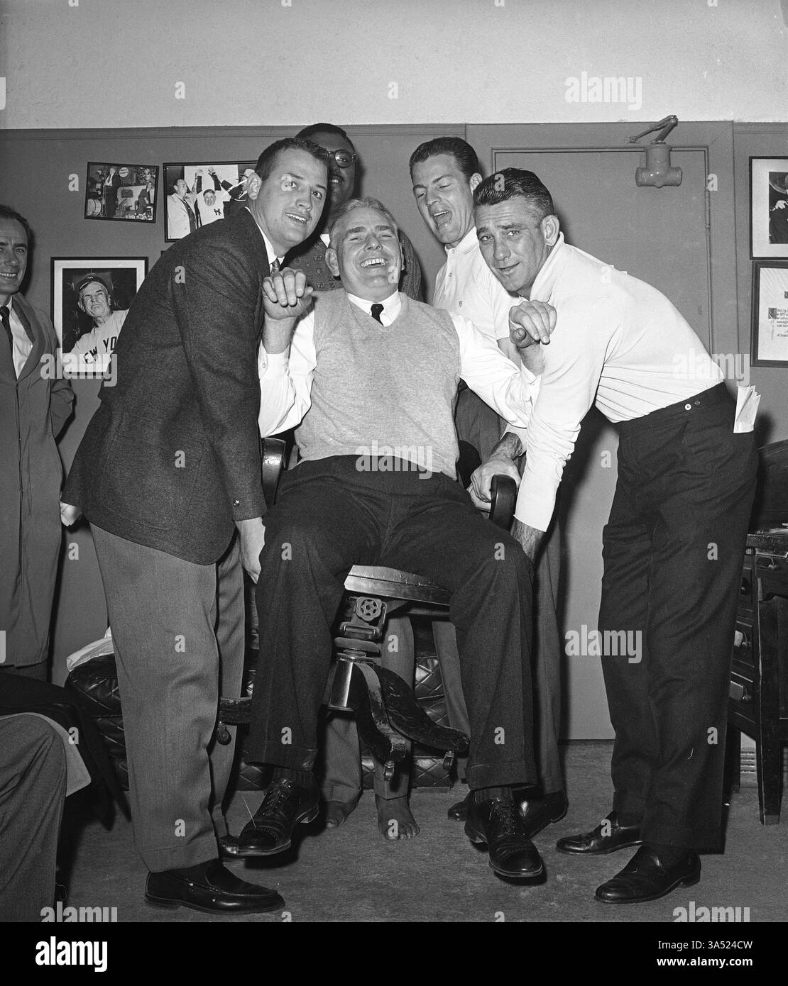 New York Giants Pro Grid Coach Jim Lee Howell, gets a lift from players ...