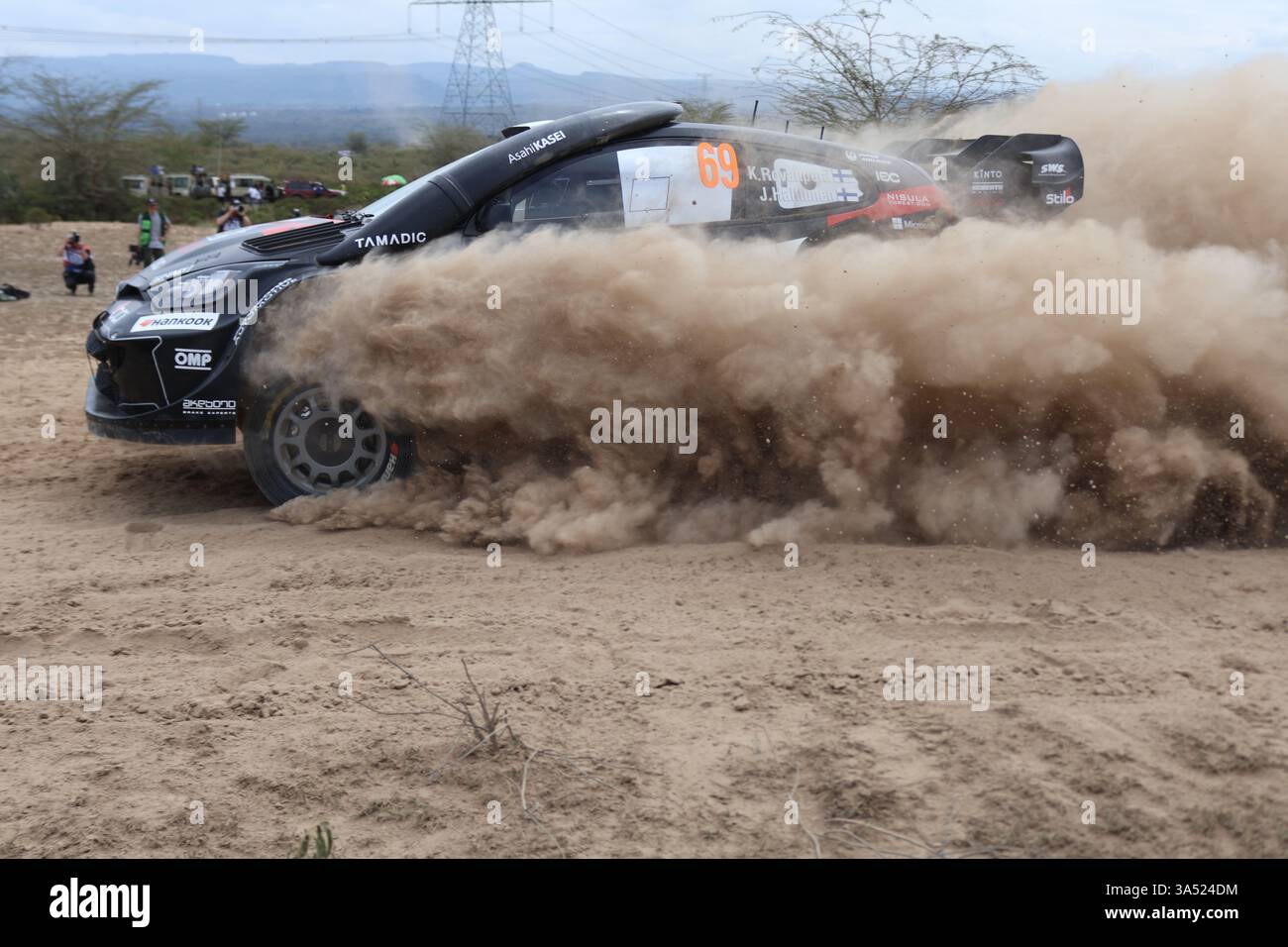 Finnish rally drivers Kalle Rovampera, Jonne Halttunen with car Toyota ...