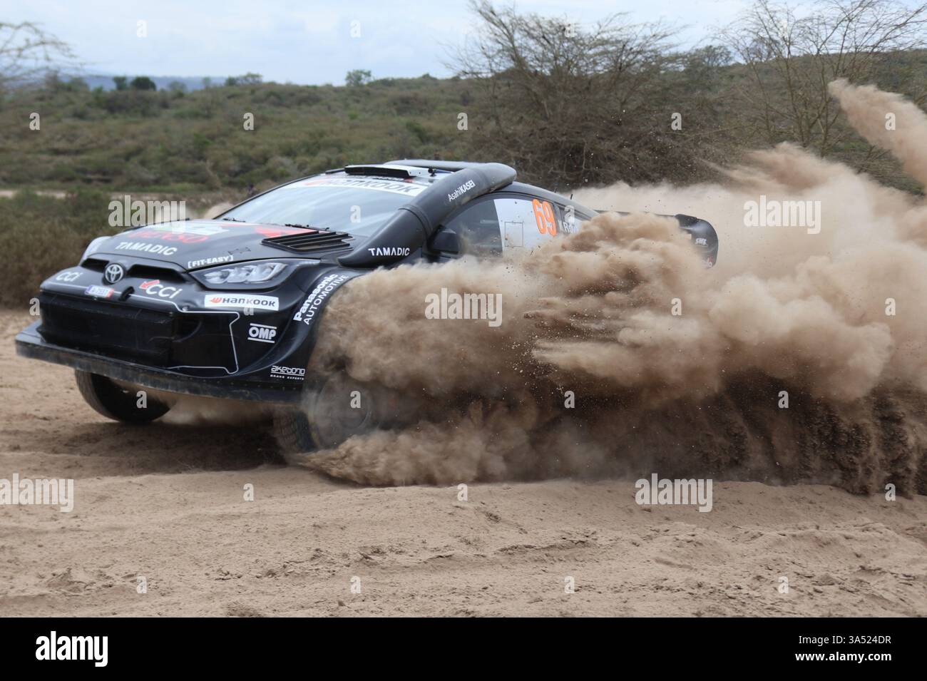 Finnish rally drivers Kalle Rovampera, Jonne Halttunen with car Toyota ...