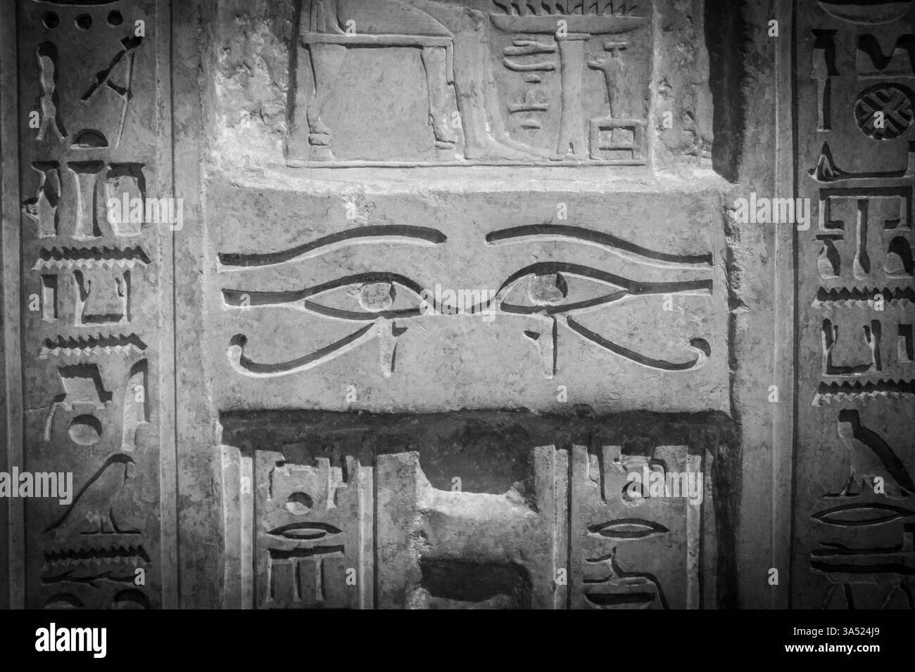 Egyptian hieroglyph with eyes. Concept for mystery, oath, curse and ...