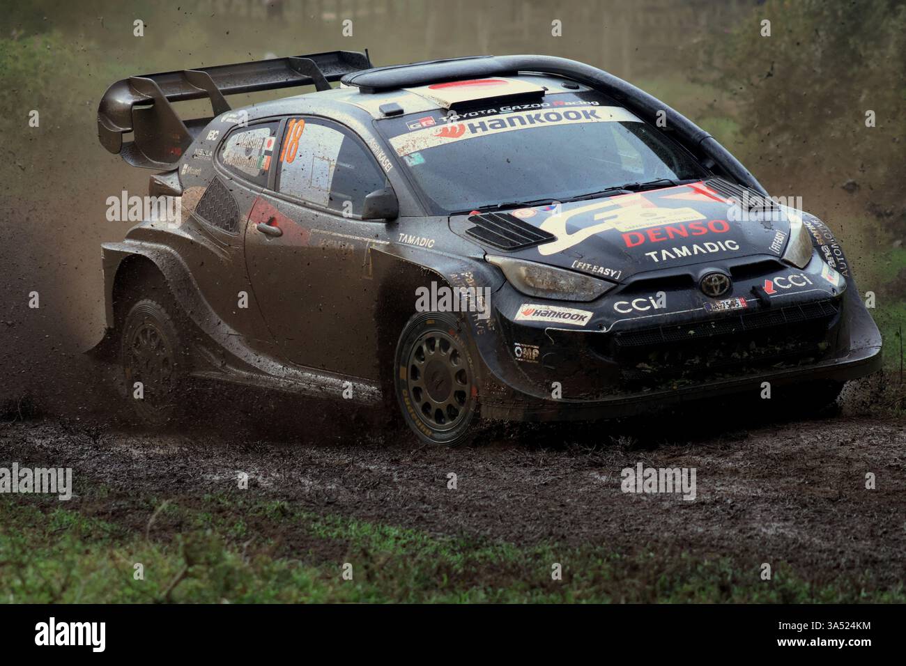 Takamoto Katsuta of Japan and Aaron Johnston of Ireland with car Toyota ...