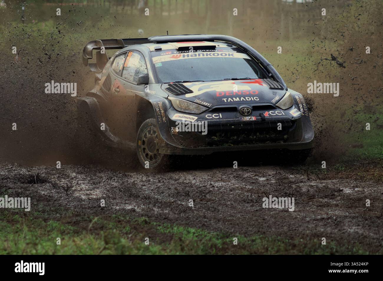 Takamoto Katsuta of Japan and Aaron Johnston of Ireland with car Toyota ...