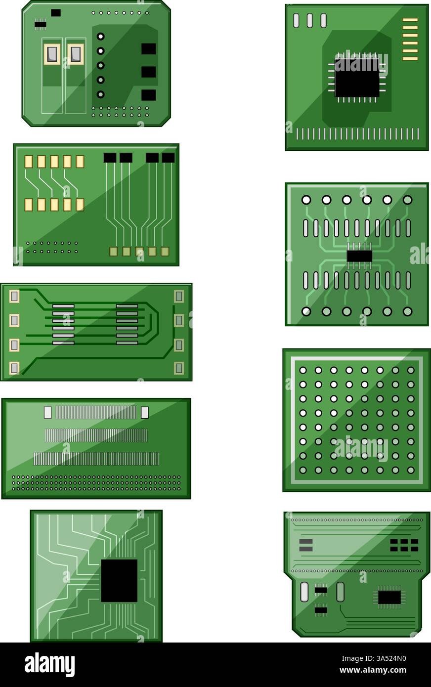 circuit board set cartoon vector illustration Stock Vector Image & Art ...