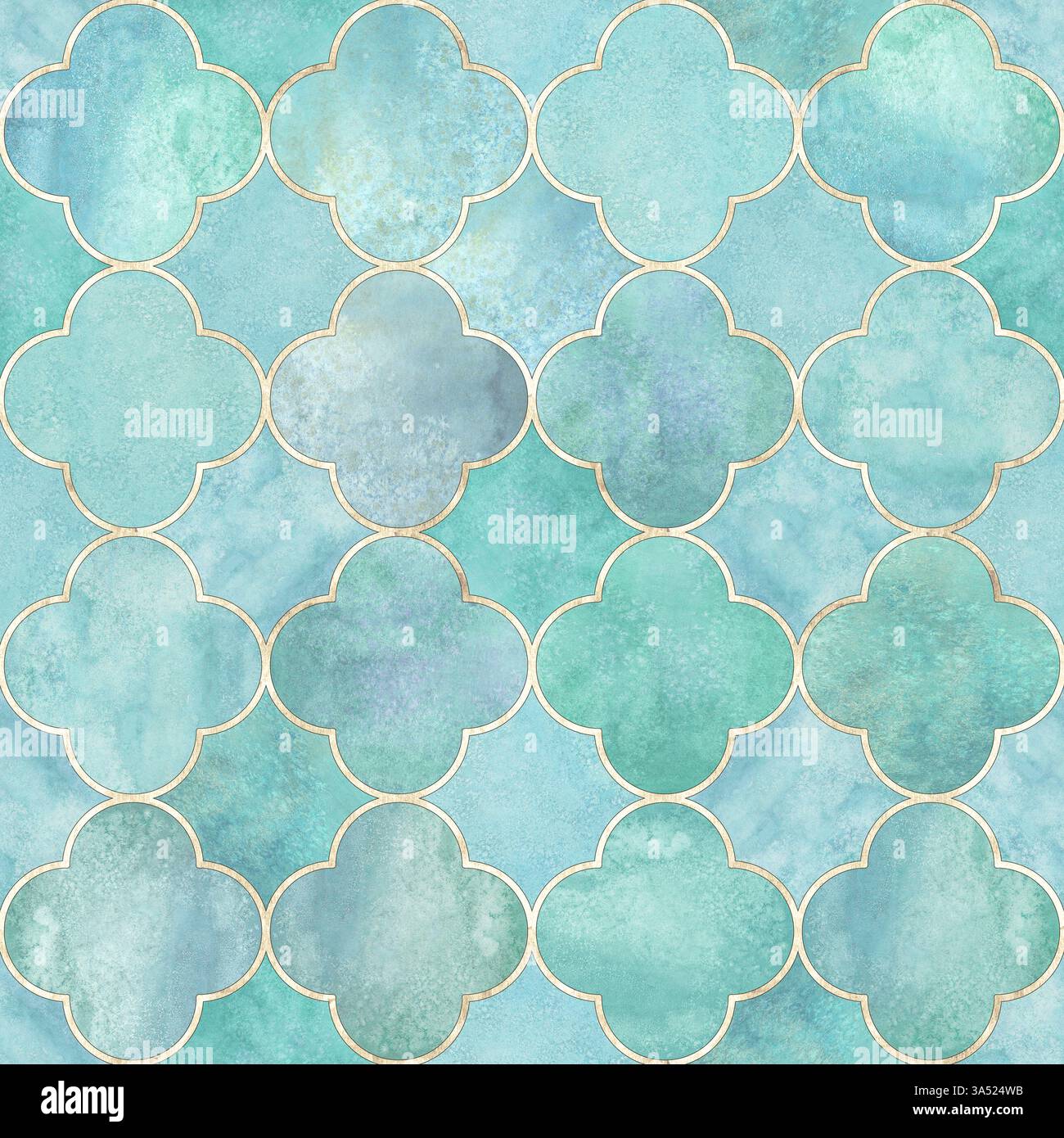 Watercolor gothic style clover leaf seamless pattern. Abstract hand ...