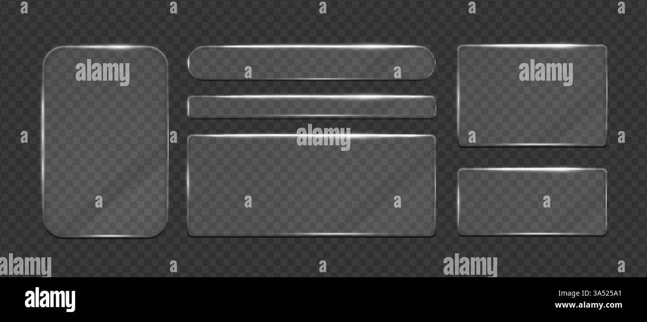 Glass transparent shiny rectangle and square shape frames set ...