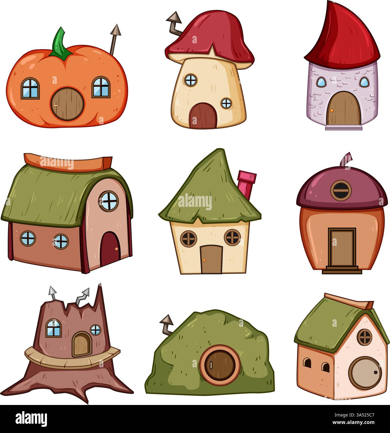 gnome house set cartoon vector illustration Stock Vector Image & Art ...