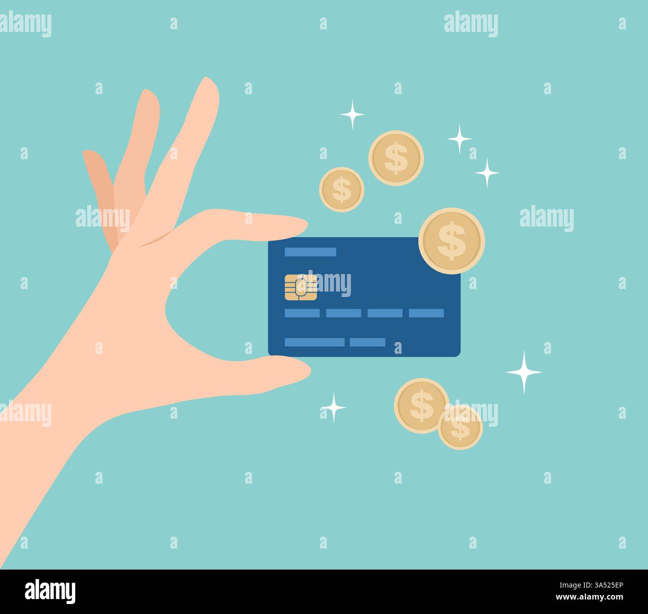 Woman holding coins Stock Vector Images - Alamy