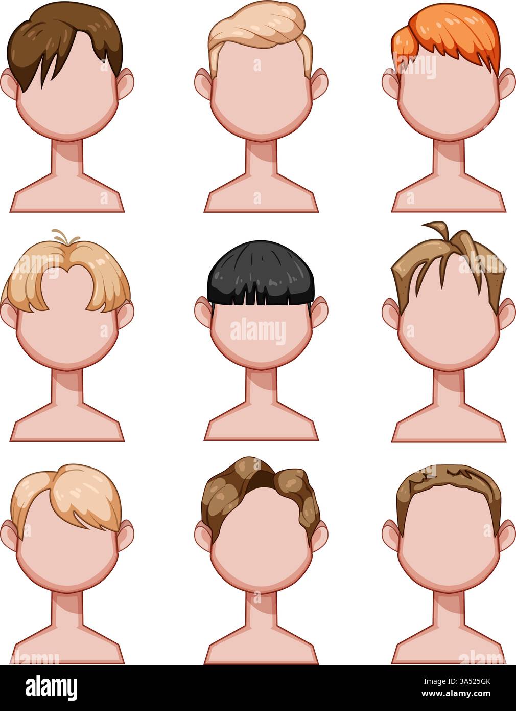 hairstyles for kid boy set cartoon vector illustration Stock Vector ...