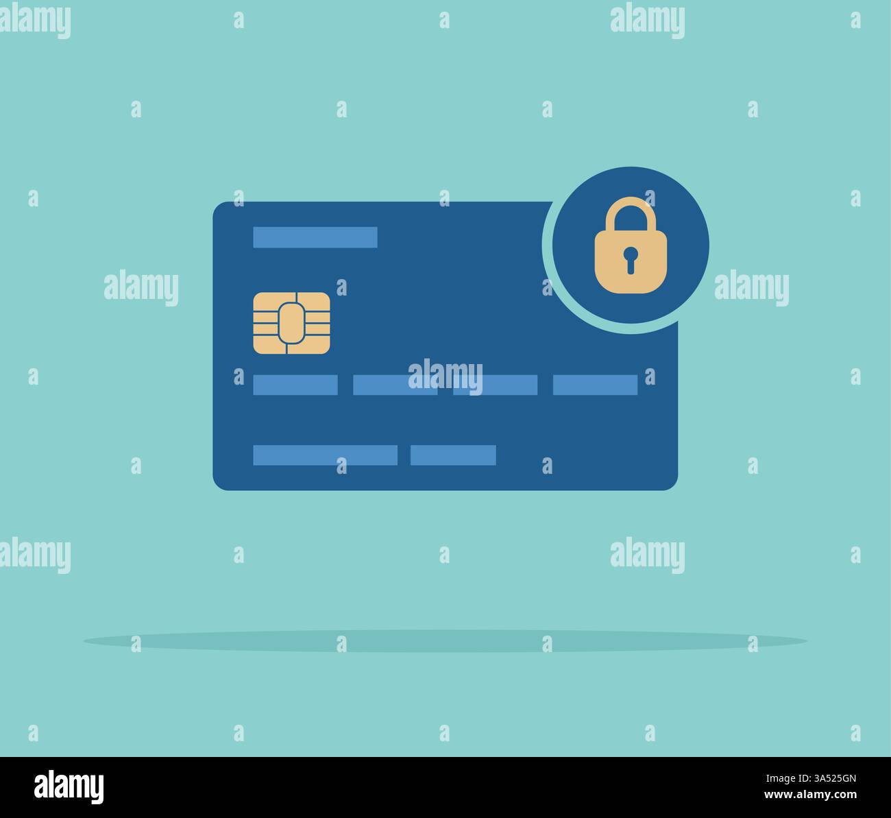 Blocked credit card. Bank card with a padlock on it. Flat vector ...