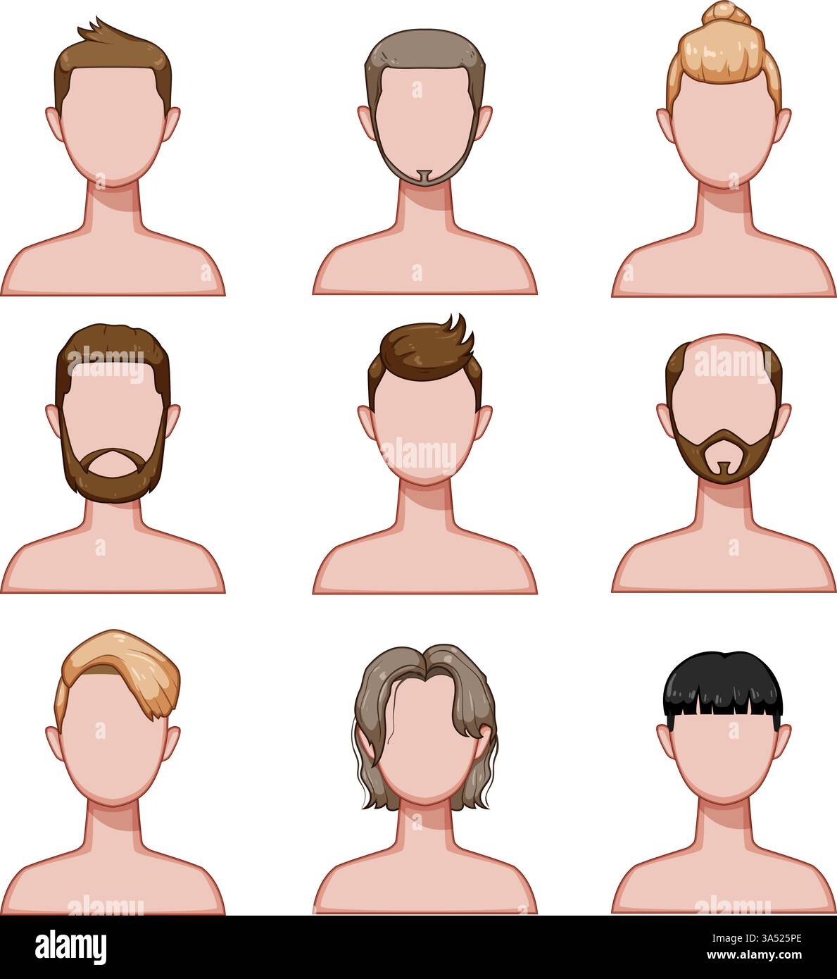 hairstyles for men set cartoon vector illustration Stock Vector Image ...