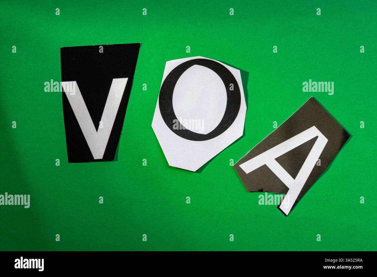 VOA "Voice of America" using cut-out paper letters in the ransom note ...