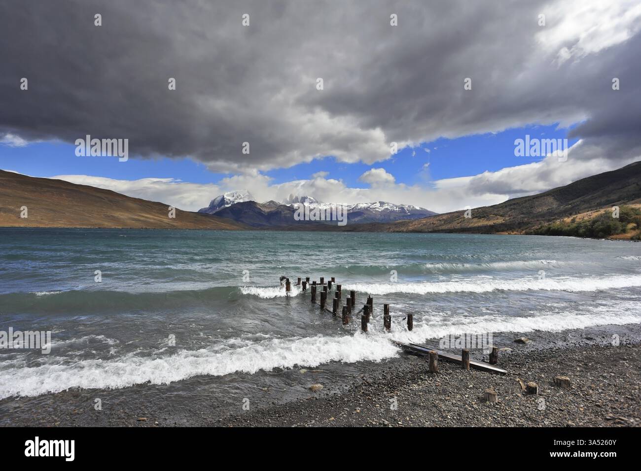 National Park Torres del Paine in Patagonia, Chile. Storm clouds and ...