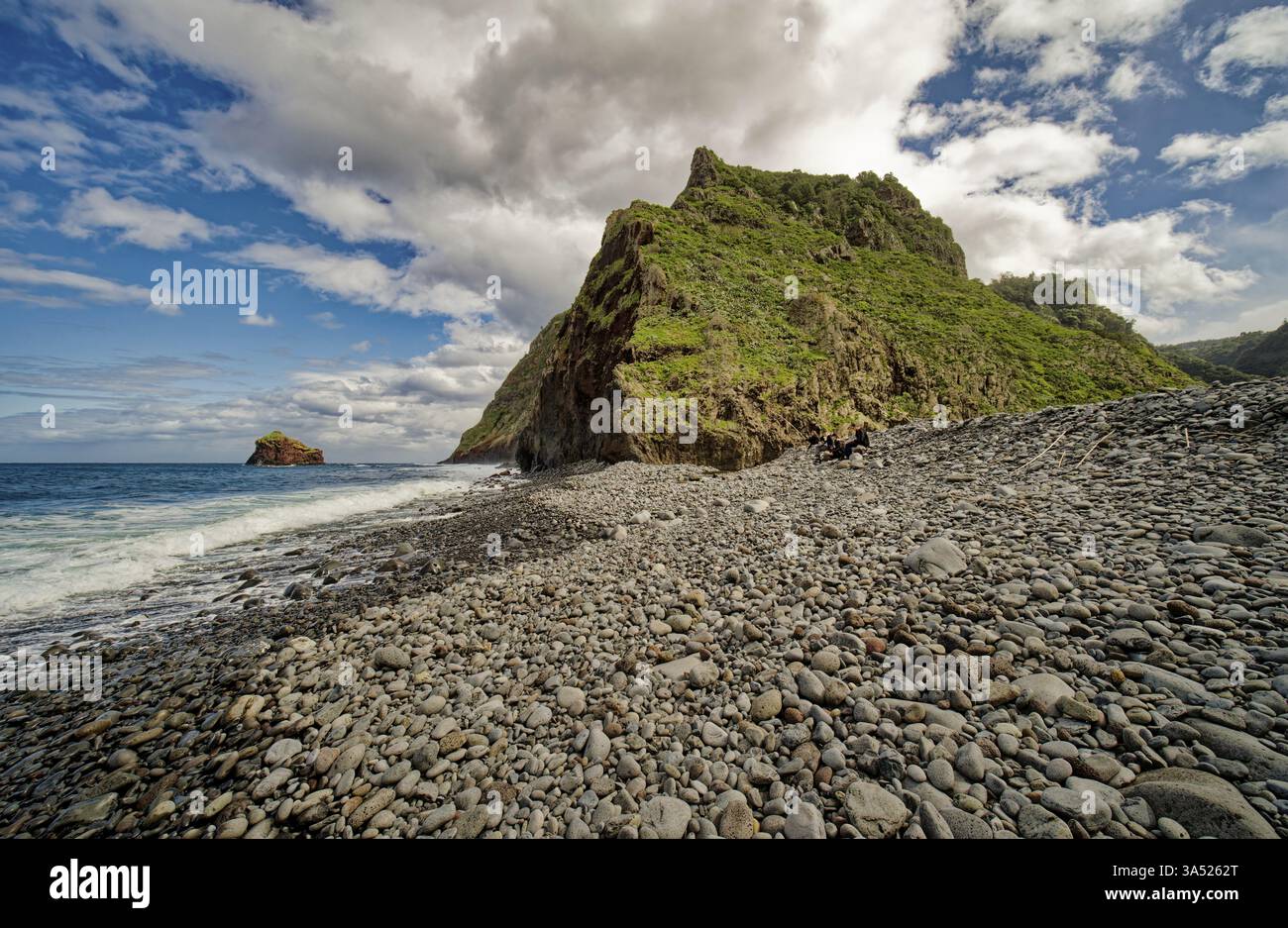 On the beach, stone beach of Calhau de Sao Jorge, Madeira Portugal Stock Photo - Alamy