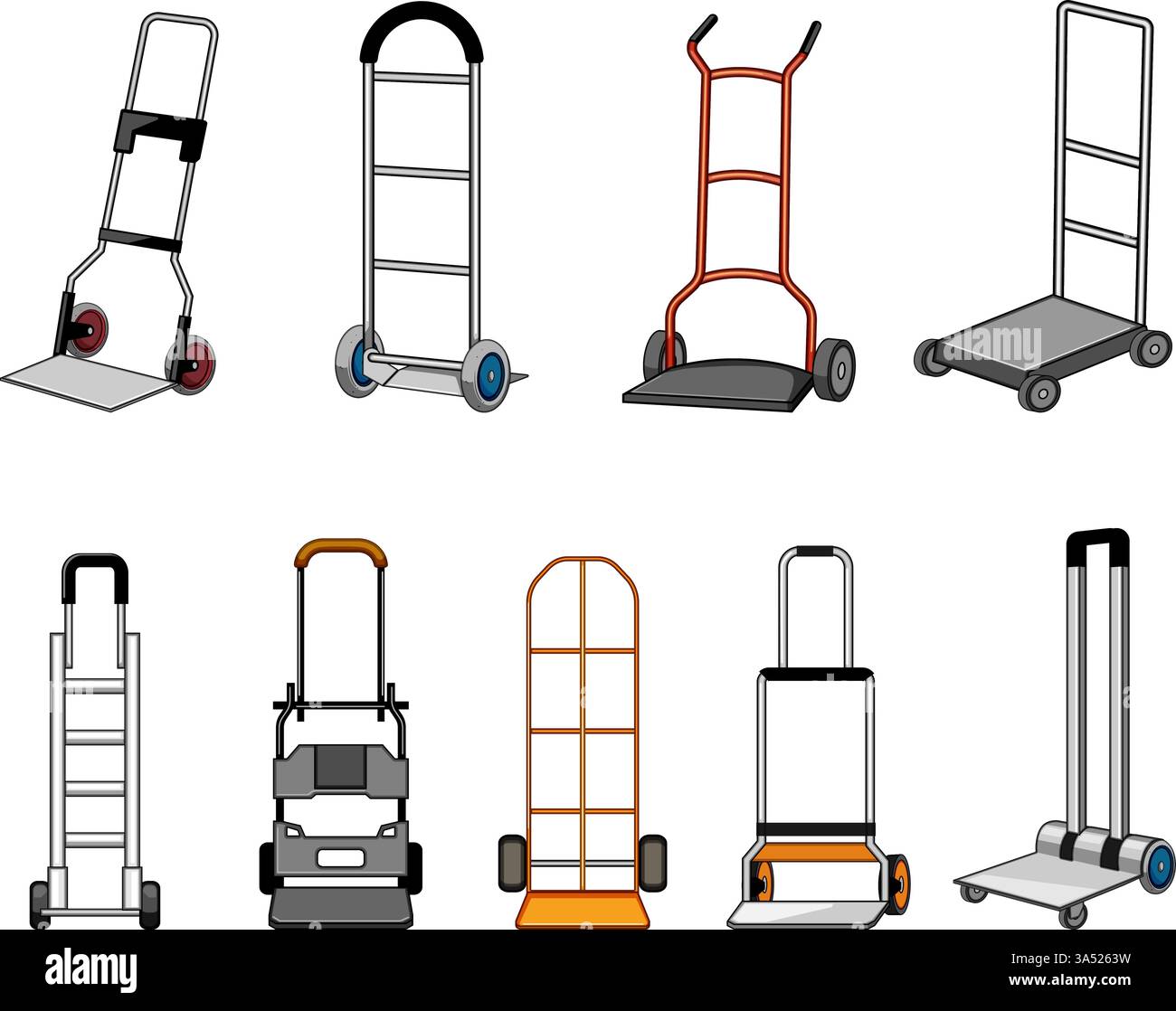 hand cart set cartoon vector illustration Stock Vector Image & Art - Alamy