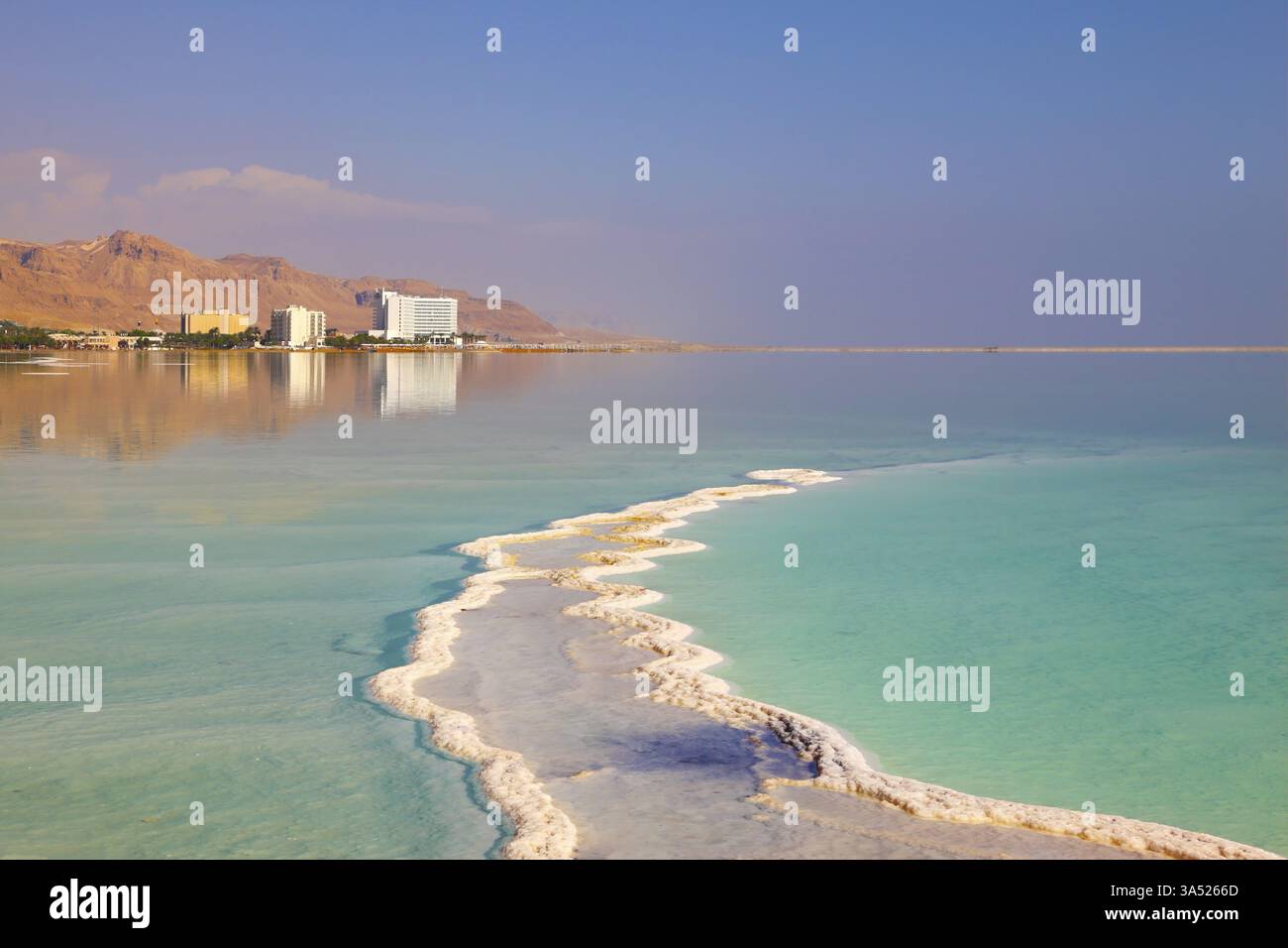 Israel in October. The patterns evaporated salt in the Dead Sea. Salt ...