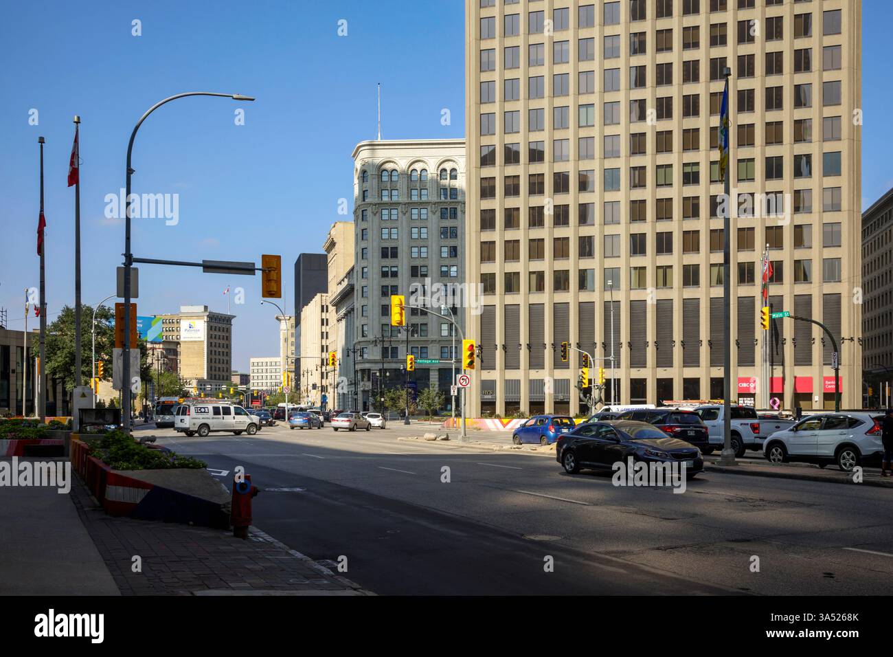 The intersection of Main Street and Portage Avenue in Winnipeg ...